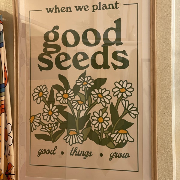 Retro Botanical Poster, Aesthetic Quote Print, Flower Market Wall Decor ...