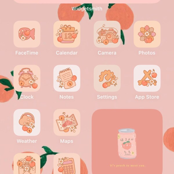 Peach Ios 14 Icons, Cottagecore Peach App Icons, Summer Aesthetic Ios14 ...