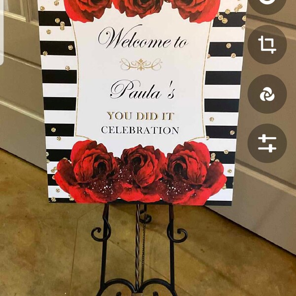 Red Rose Welcome Sign Bridal Shower Personalized Red and Black Baby ...