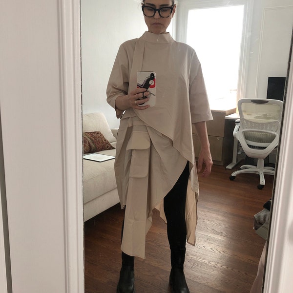 Asymmetrical Shirt / Oversized Tunic / Short Sleeve Tunic / Avant Garde ...