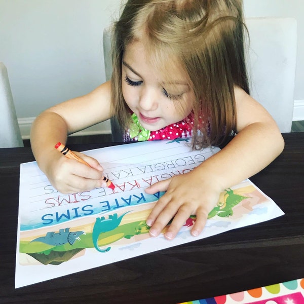 Custom Name Tracing Practice. Dinosaur Handwriting Trace Personalized ...