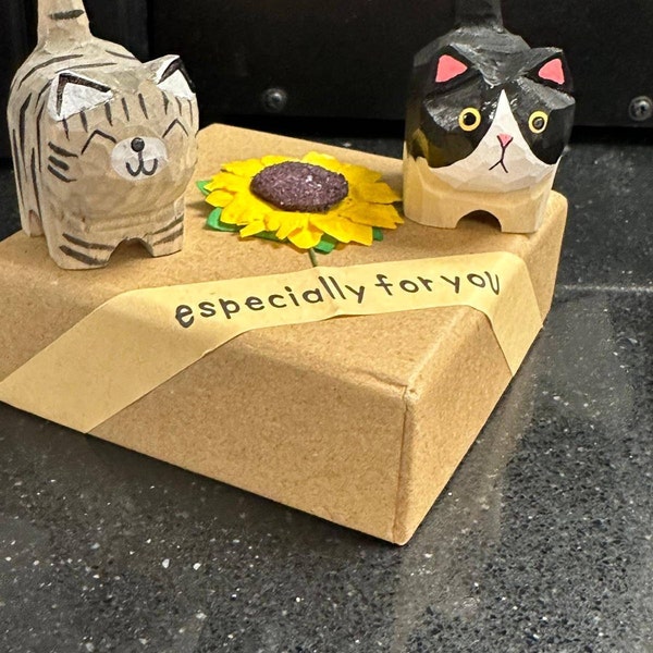 12 Styles Hand Carving Wooden Cat Sculpture,christmas Gifts,cat ...