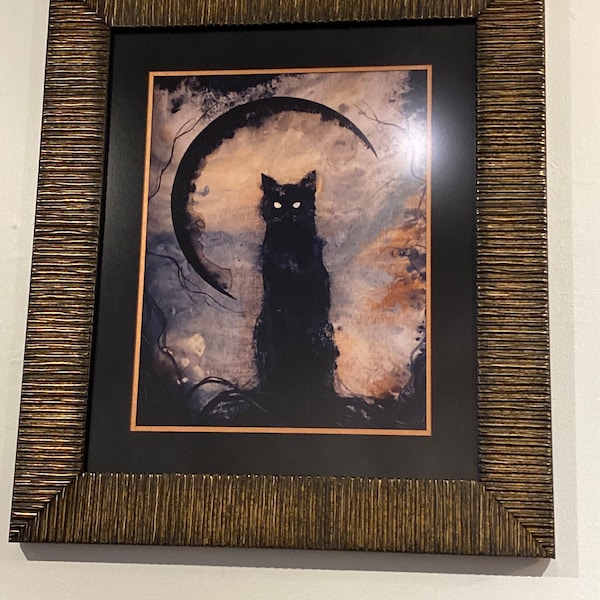 Fearless Familiar - Dark Cat Wall Art Print - Witchy & Skinny Black ...