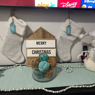 Personalized Beach Theme Stocking Name Tags // Coastal Christmas ...