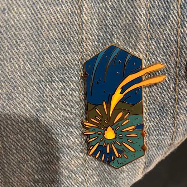 Meteor Pin - Celestial Scene Anime Gold Comet Star Flame Castle Space ...
