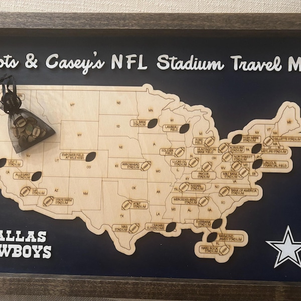 NFL Stadium Travel Map (framed): Frames Football Bucket List - Etsy
