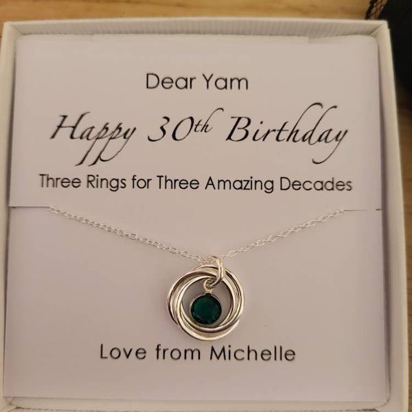 50th Birthday Sterling Silver Interlinking Rings Necklace, 50th ...