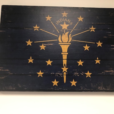 Indiana State Wood Flag Rustic Flags Wooden Handmade Printed - Etsy