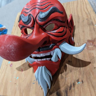 Japanese Tengu Smile Hannya Mask Oni Demon Mask 3D Printed Samurai Mask ...