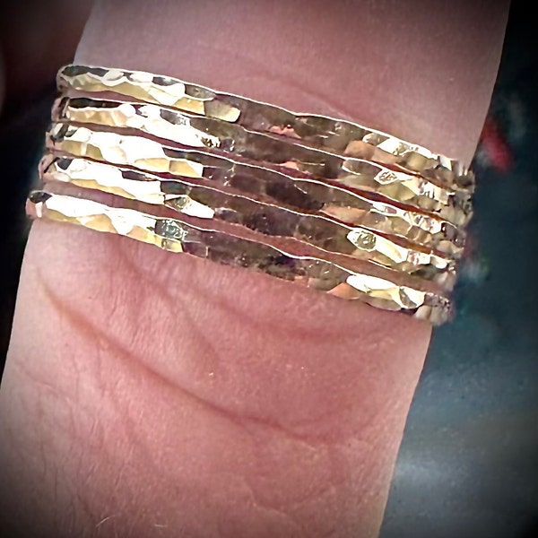 Set of 10 Super Thin 14k Gold Stackable Rings, 14k Gold Filled ...