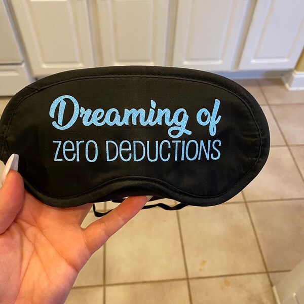 Dreaming of Zero Deductions Cheer Sleep Eye Mask, Gymnastics Sleep Eye ...