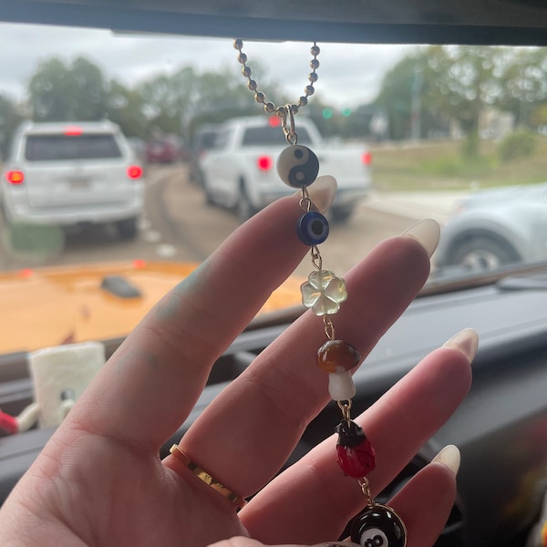 Good Luck Car Charm. Car Accessory With Lampwork Glass, Shell and Evil ...