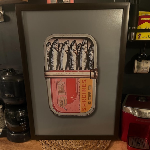 Tinned Sardines Print: Retro Sardine Tin Prints, Vintage Kitchen Wall ...