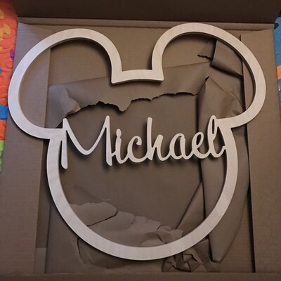 Backdrop Birthday Sign Wooden Name Sign Mickey Mouse Sign Name Nursery ...