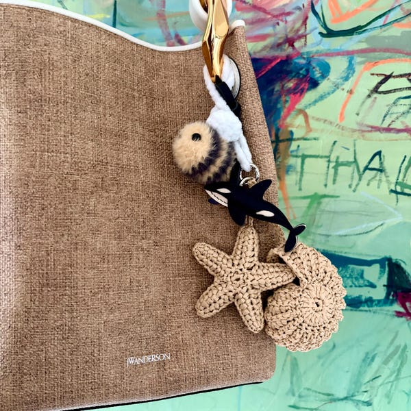 Seashell and Starfish Bag Charm - Marine Theme Keychain, Crochet Shell ...