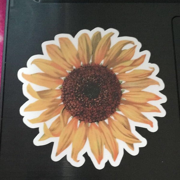 Sunflower Sticker, Flower Vinyl Stickers, Vintage Botanical Bumper ...