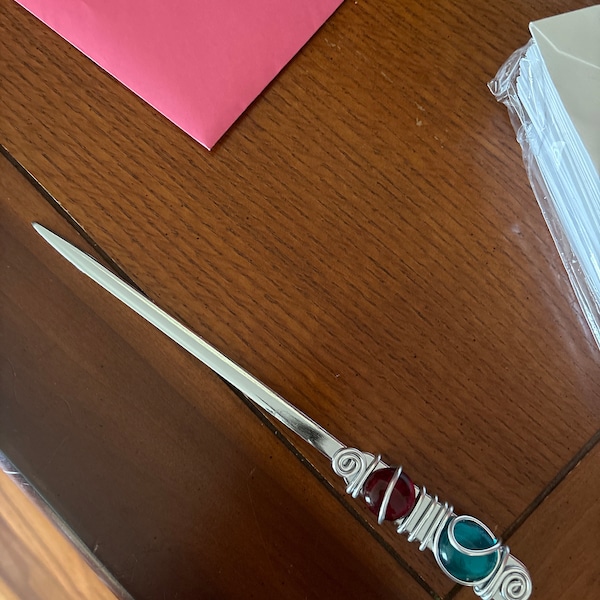 Beaded Letter Opener, 2 Marble, Desk Accessory, Gifts Under 15 Dollars ...