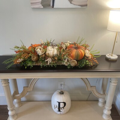 Pumpkin Table Arrangement, Fall Gourd Table Centerpiece, Pumpkin and ...