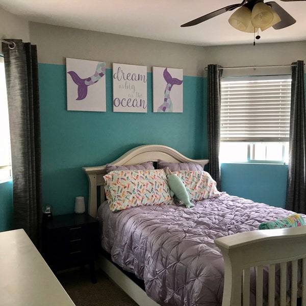 Girl's Mermaid Wall Art, Girl's Mermaid Prints, Custom Mermaid Nursery ...