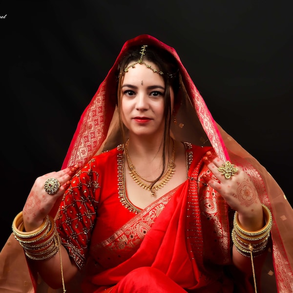 Indian Matha Patti, Rajasthani Bridal Maang Tikka Chain Headpiece for ...
