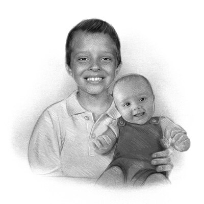 Add Deceased Family, Hand Drawn Charcoal Portrait, for Loved Ones ...