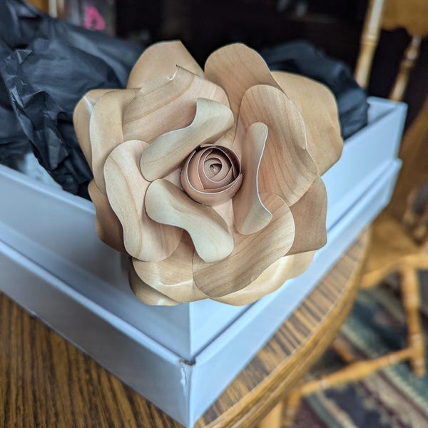 Paper Willow Rose 9th Anniversary Gift for Her / Paper Willow Wood Rose ...
