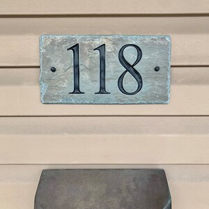 CARVED Slate Vertical Address Sign / Column Plaque / Oval Stone House ...
