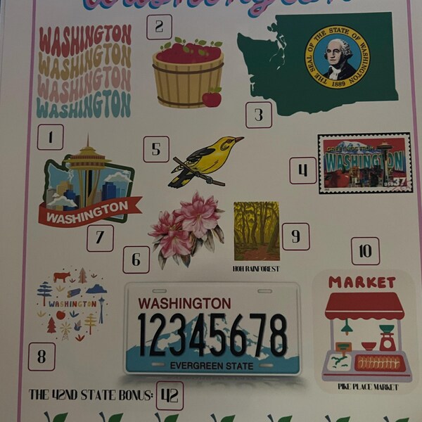 Washington the 42nd State Savings Challenge and Cash Envelope - Etsy
