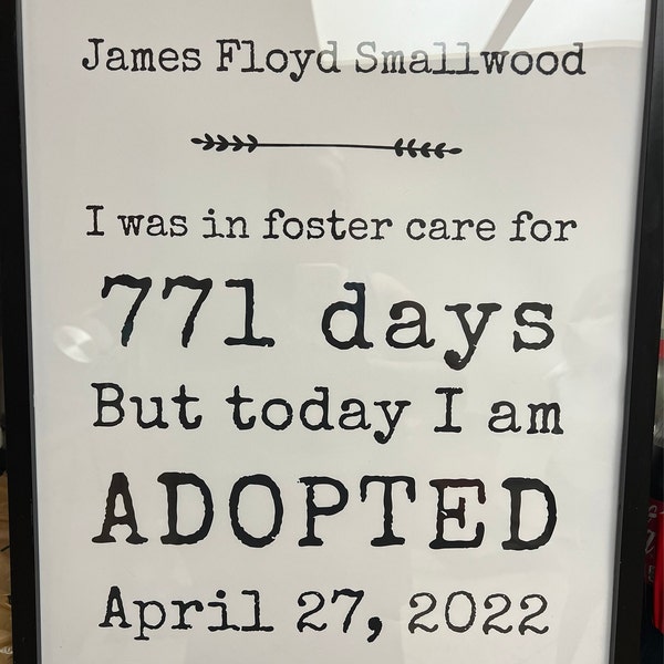 Printable Foster Care Adoption Sign // Days in Foster Care - Etsy