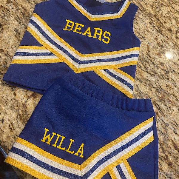 Blue & Gold Cheer Uniform, Blue and Yellow Cheerleading Uniform, Girls ...