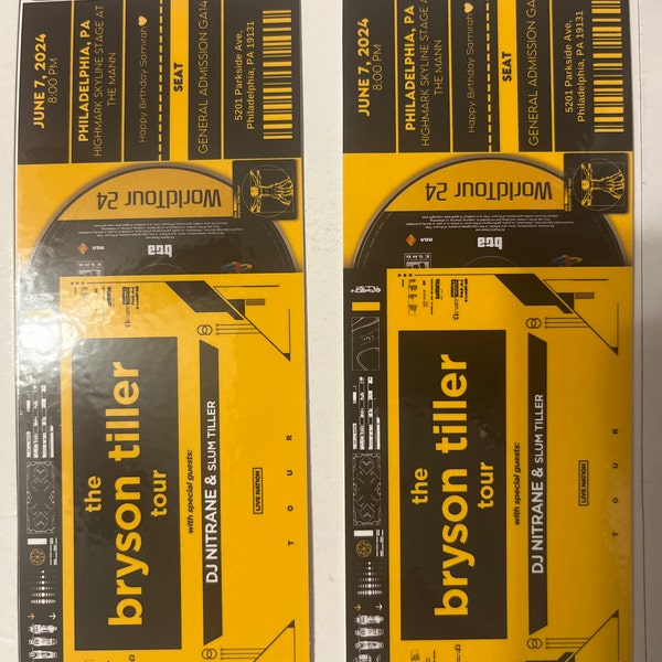 Physical Horizontal Ticket Custom Personalized Laminated Concert Ticket ...