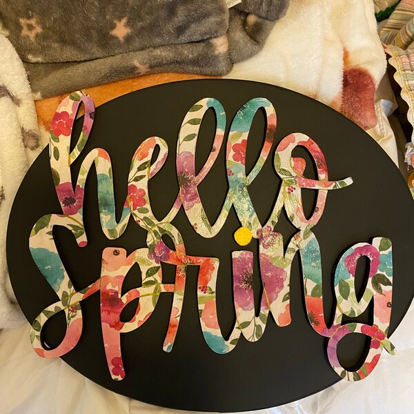 Wooden Hello Spring- Unfinished Wood Words-!!!! DIY Projects - Door ...