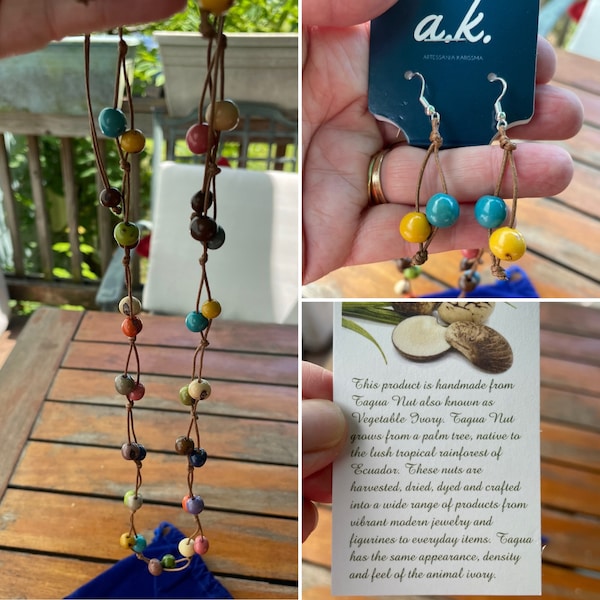 Rainbow Acai Seed Necklace Set Tag515, Long Necklace and Earrings in ...