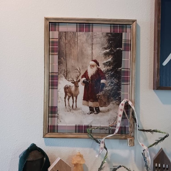 Moody Vintage Santa Wall Art Print | Rustic Oil Painting Style | Dark ...