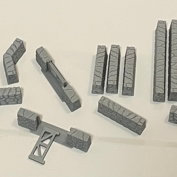 Stone Wall Set 28mm Scale | Detailed Scatter Terrain for 28mm Tabletop ...