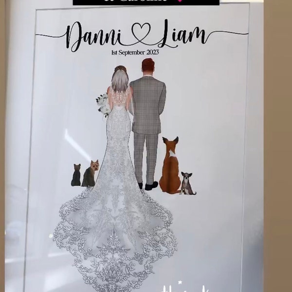 Personalised Wedding Print With Dog, Wedding Print Pets, Wedding Poster ...