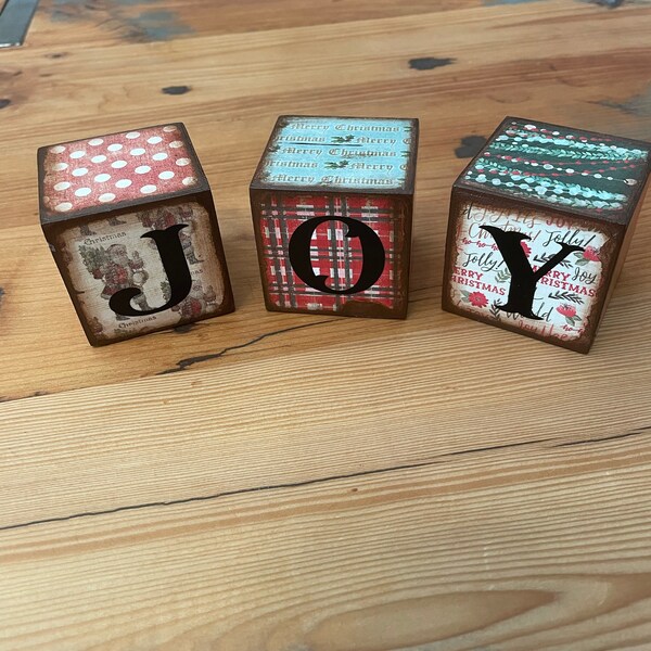 JOY Wood Blocks, Christmas Decor, Joy, Wood Blocks Decor, Tier Tray ...