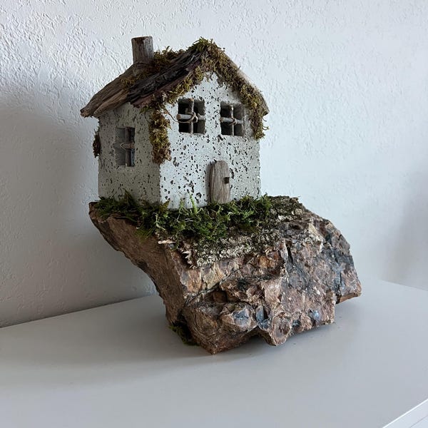 Hypertufa Fairy House, Pixie House, Fairy Village, Handmade Enchanted ...
