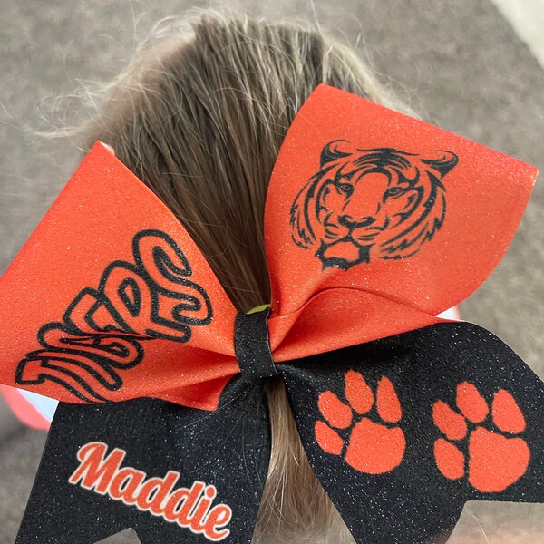 Tigers Cheer Bow - Black and White Cheer Bow - Glitter Cheer Bow - Etsy
