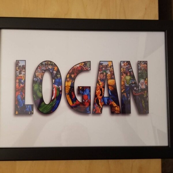 Personalised MARVEL NAME Word Art Custom Print Gift Keepsake Present ...