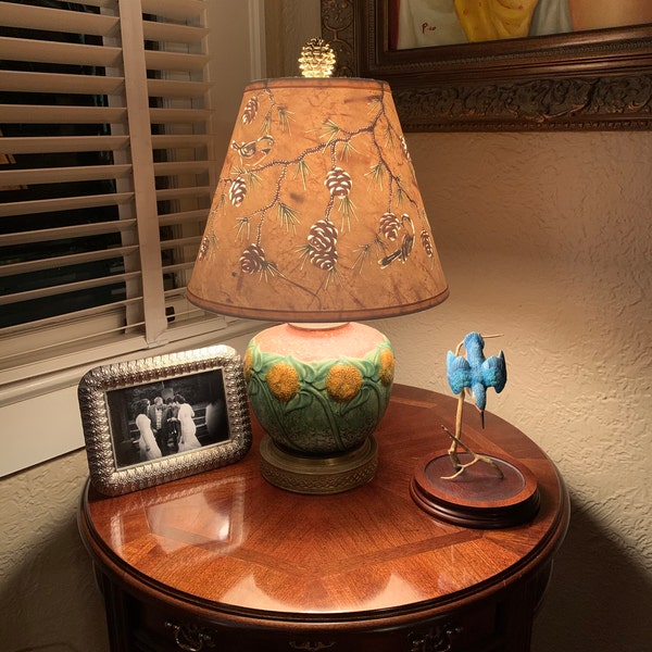 Chickadee & Pine Cone Lamp Shade: Pierced Woodland Design - Etsy