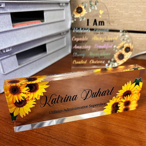 Emerald Green Desk Name Plate, Green Mosaic Luxury Name Plate for Desk ...