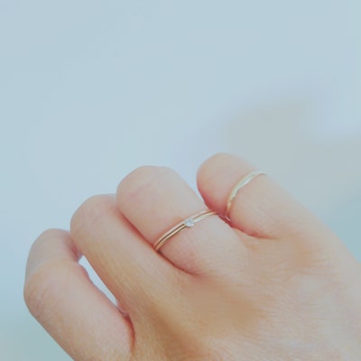 Gold Stack Ring, Mini CZ Stacking Ring, 14kt Gold Filled Band, Skinny ...