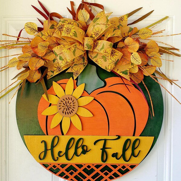 Unfinished Wood Round DIY Kit | Hello Spring | Door Decor | Wooden Door ...