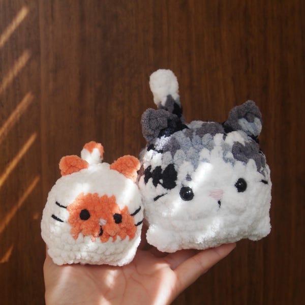 Pack of 6 Crochet Patterns Mini Cats english, French, Crochet Animals ...