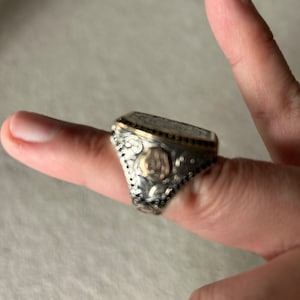 Archer Thumb Carved Silver Ring , Turkish Flag Motif Silver Thumb Ring ...