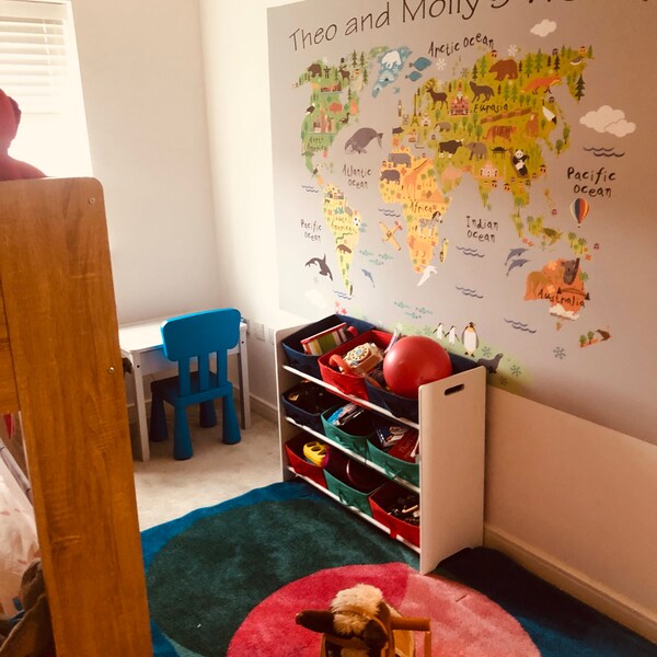 Reusable Fabric World Map Wall Sticker for Kids, Map of the World Kids ...