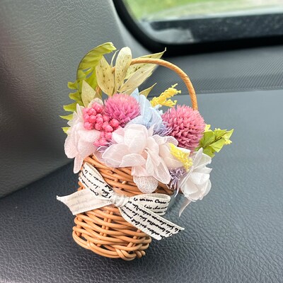 Handmade Mini Natural Dried Flower Bouquet rosy Car - Etsy