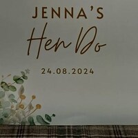 Personalised Hen Do Welcome Sign Greenery and Gold Font Portrait ...