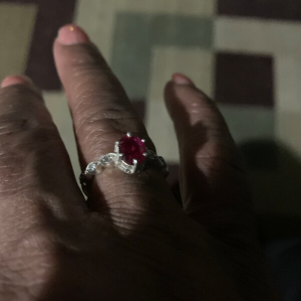 Lab Ruby Ring, Statement Ring, 925 Sterling Silver Ring, Engagement Ring, Wedding Ring, Dainty ...